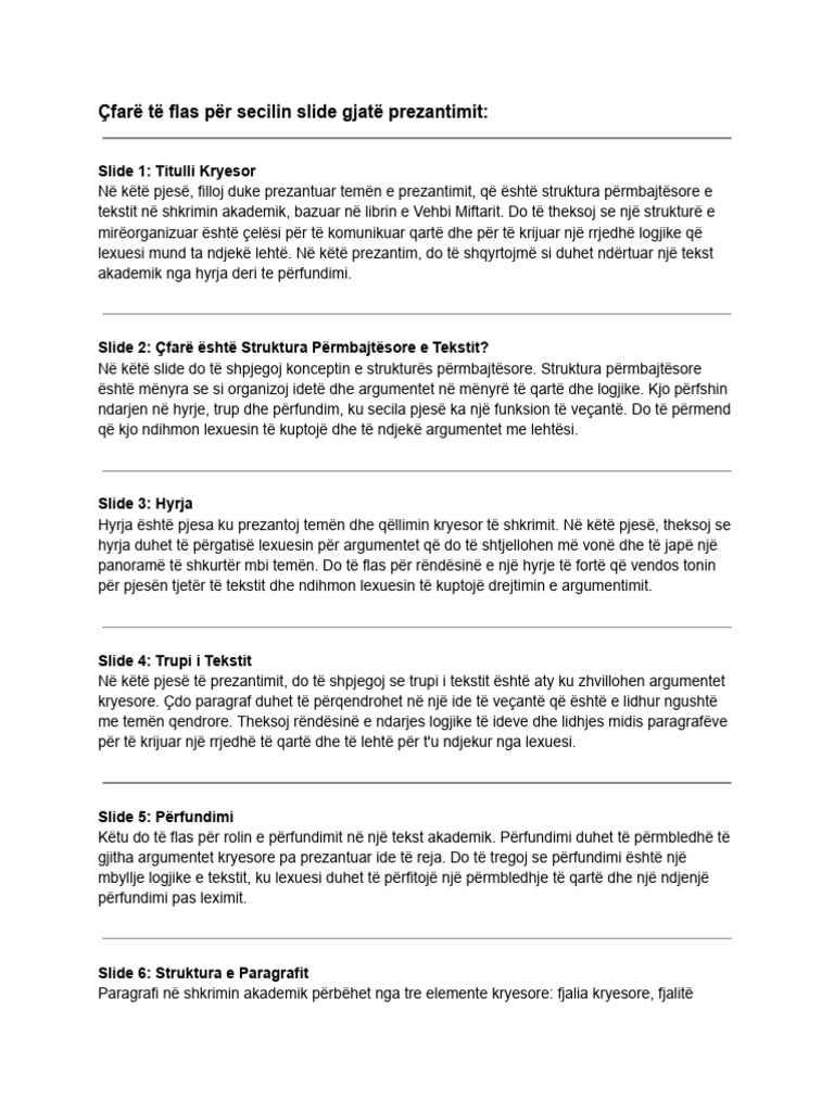 Struktura Përmbajtësore e Tekstit Në Shkrimin Akademik | PDF