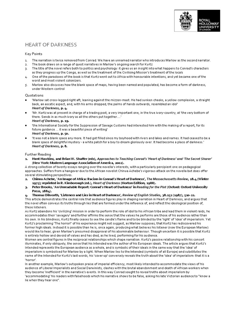 Analysis of Conrad's Heart of Darkness | PDF | Heart Of Darkness ...