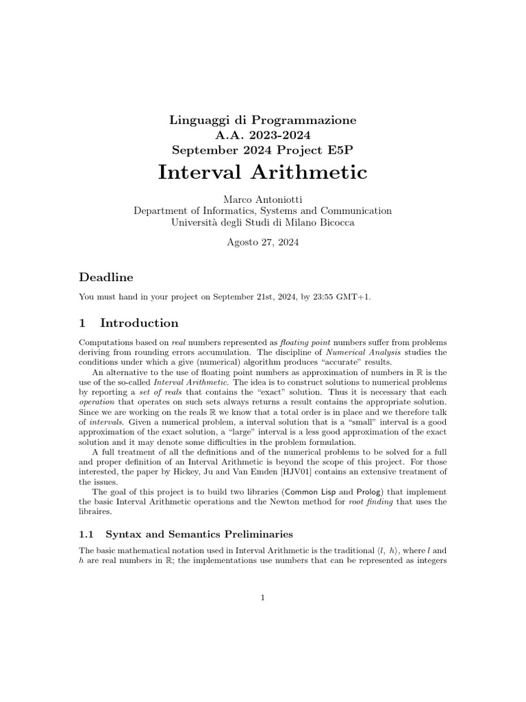 2024-09-LP-E5P-Interval-Arithmetic-v3 | PDF | Interval (Mathematics) | Function (Mathematics)