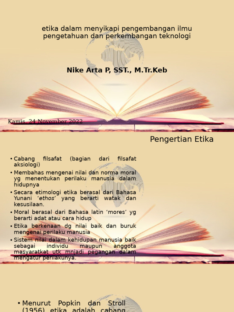 Etika Dalam Menyikapi Pengembangan Ilmu Pengetahuan Dan Perkembangan | PDF | Karier ...