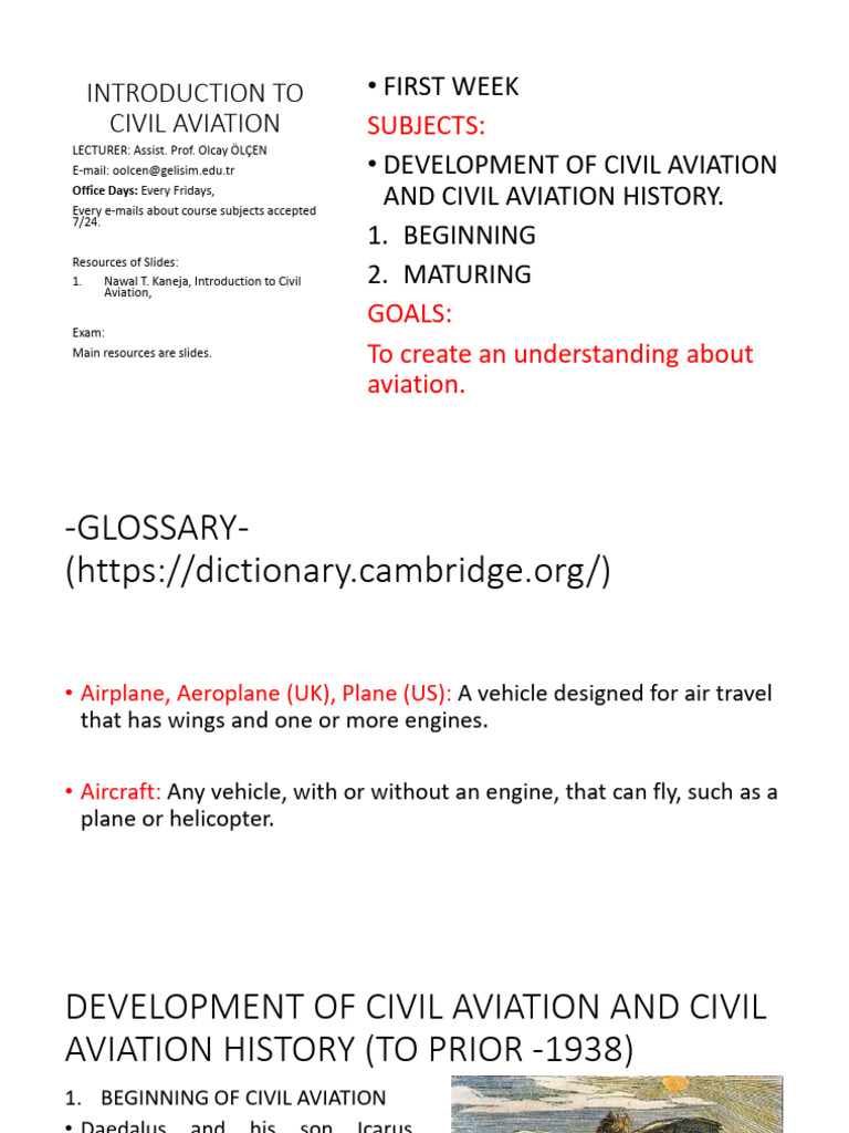 A1 - Week Intro. To Civil Aviation (Beginning - Maturing) | PDF ...