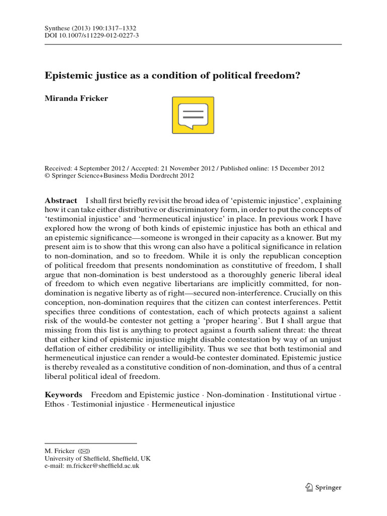 Epistemic Justice As A Conditi | PDF