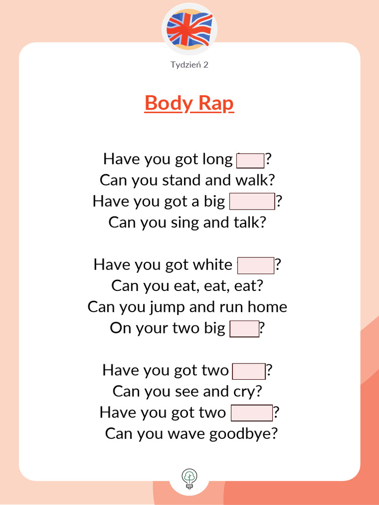 Body Rap Song - Fill Gaps | PDF | Language Arts & Discipline