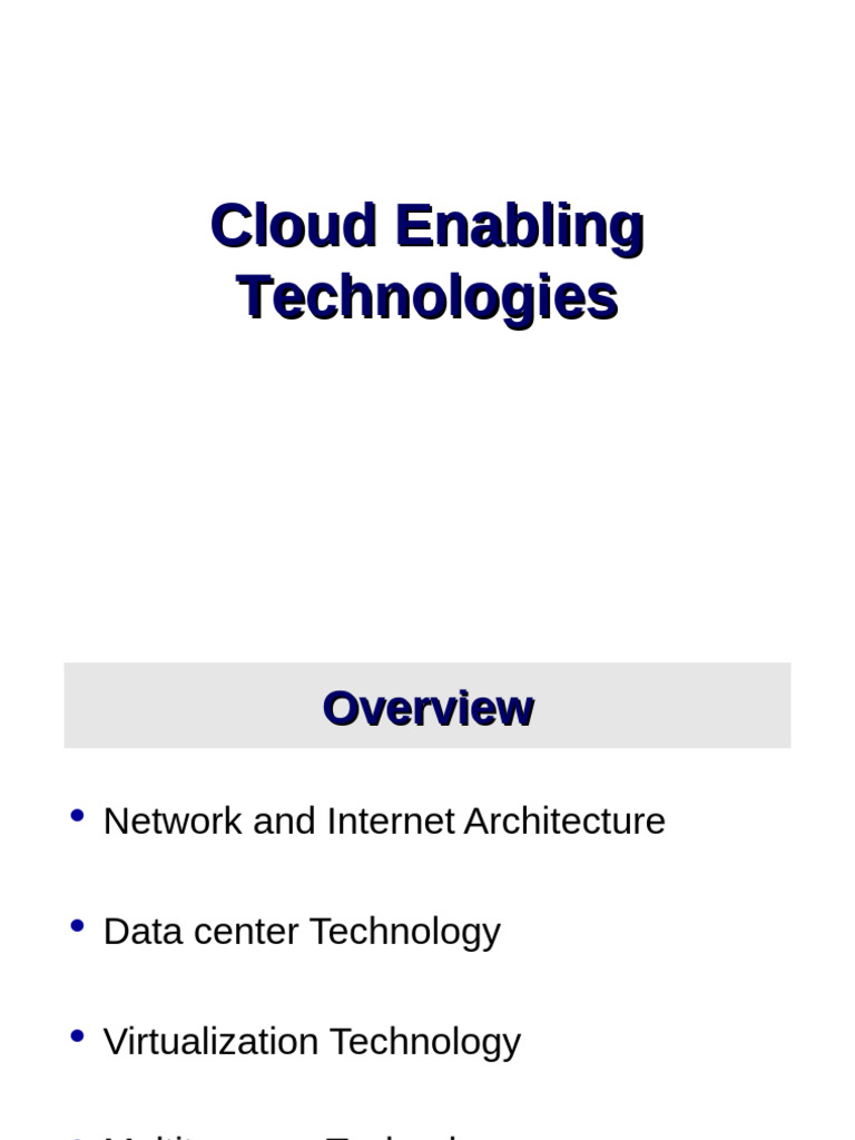 L3 - Cloud Enabling Technologies | PDF | Computer Network | Virtualization