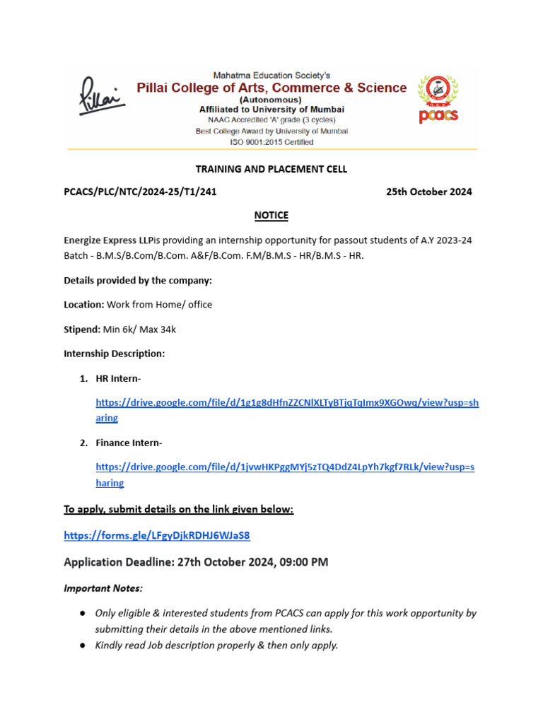 Notice 241 | PDF | Career & Growth