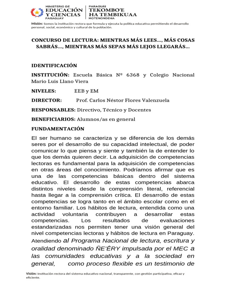 Concur de Lect 2024 | PDF | Institución | Escuelas