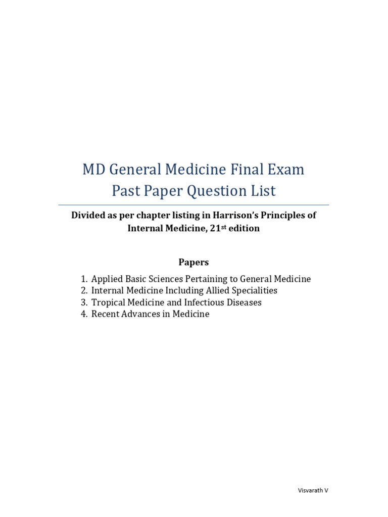 MD General Medicine Questions List | PDF | Anemia | Hepatitis