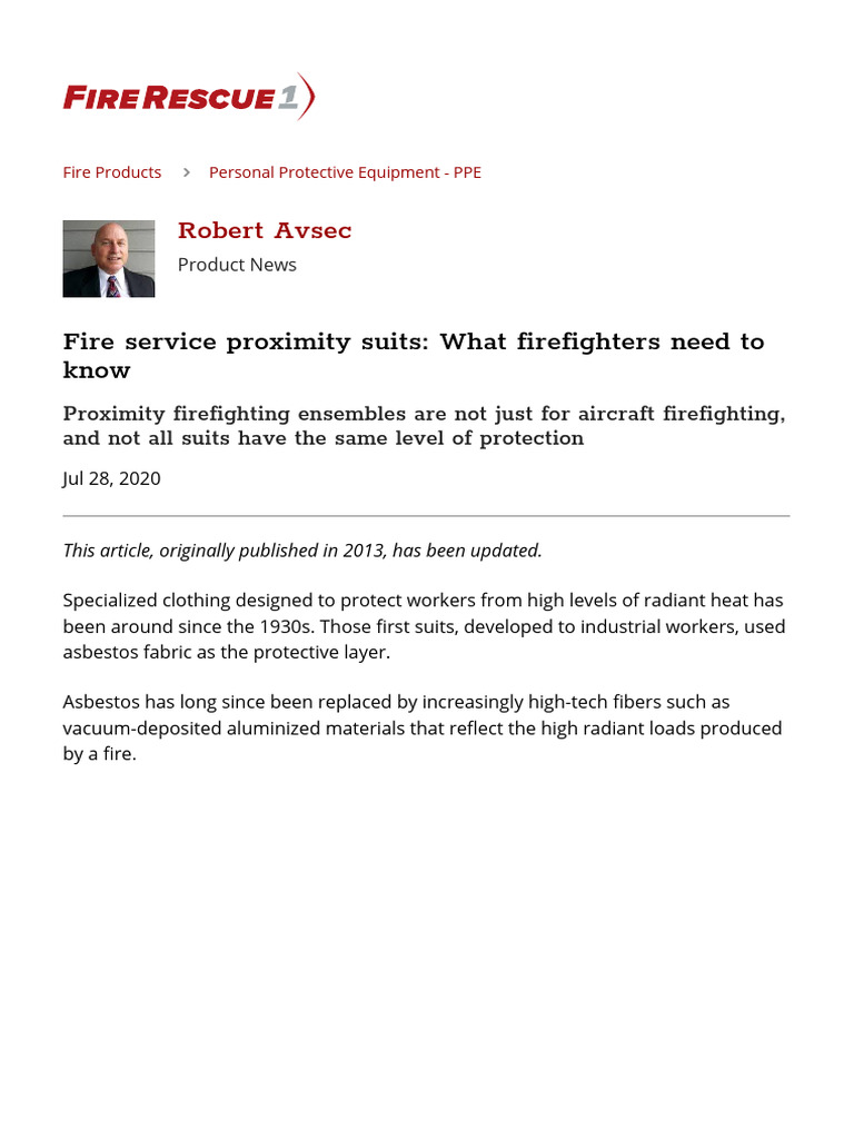 What Firefighters Need To Know About Proximity Fire Suits | PDF