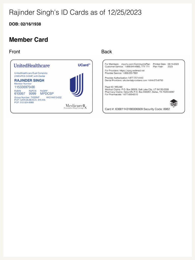 Uhc Id Cards | PDF