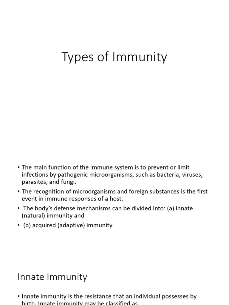 Types of Immunity | PDF | Immune System | Adaptive Immune System