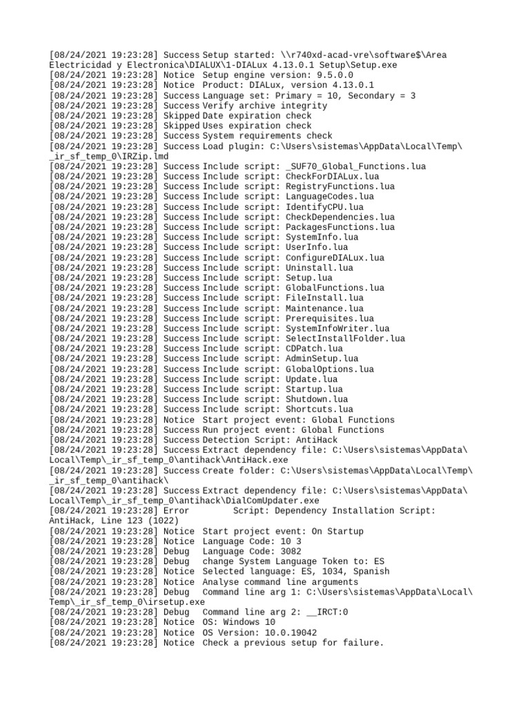 DIALux Setup Log | PDF | Zip (File Format) | Computer File