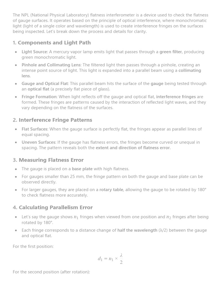 NPL Flatness Interferometer Overview | PDF | Interferometry | Optics