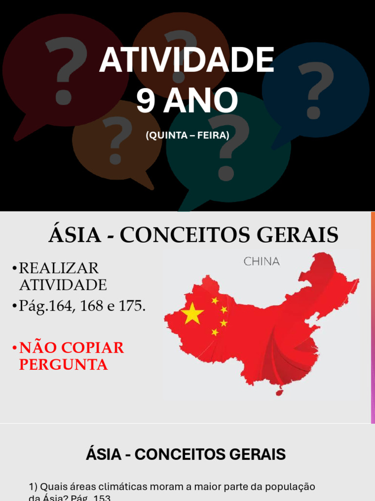 Atividade - Ásia Conceitos - 9 Ano | PDF