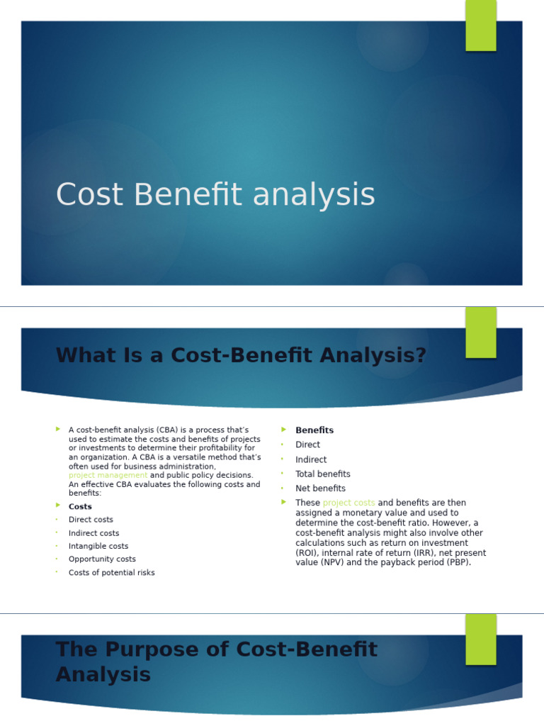 Understanding Cost-Benefit Analysis | PDF | Cost–Benefit Analysis | Net ...