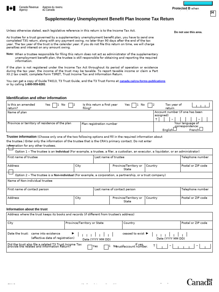 Main - Form t3s Supplementary Unemployment Benefit Plan Income Tax ...