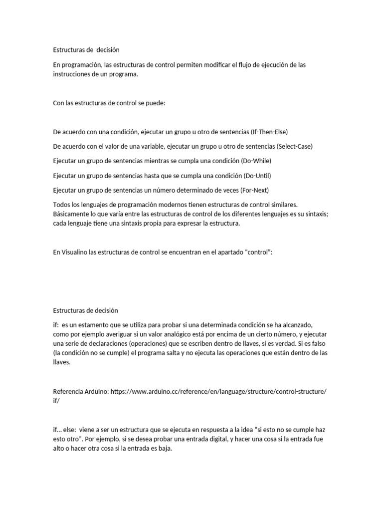 Estructuras de Control en Programación | PDF | Flujo de control ...