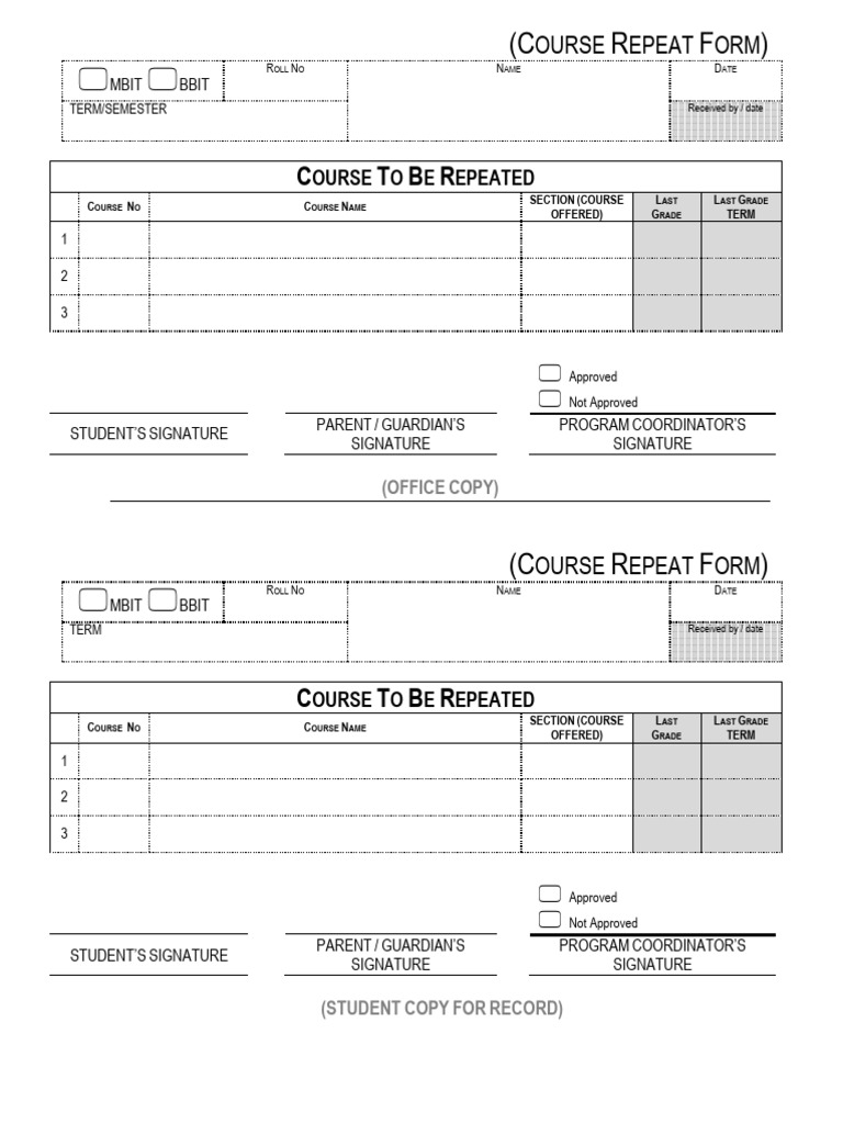 Course Repeat Form | PDF