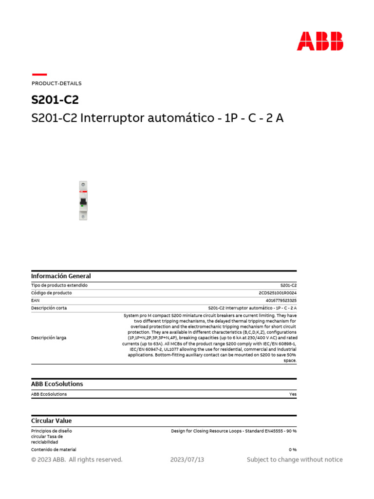 2CDS251001R0024 s201 c2 | PDF | Ingenieria Eléctrica | Electromagnetismo