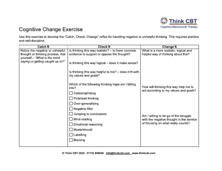 Cognitive Change Exercise | PDF