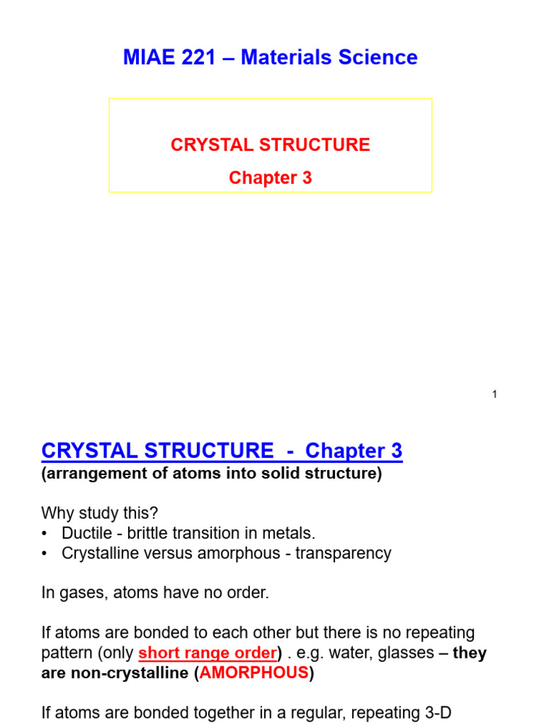 3-Crystal Structure-Chpt 3-Miae 221-2023 | PDF | Crystal Structure ...