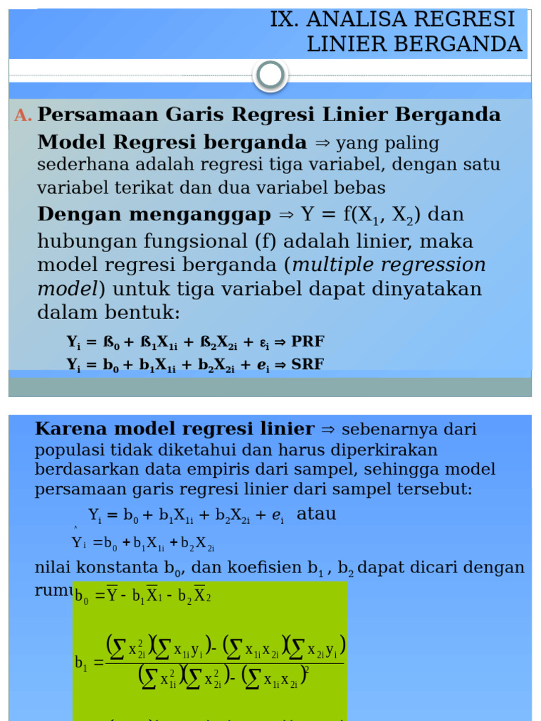 Persamaan Regresi Linier Berganda | PDF | Metode & Bahan Ajar