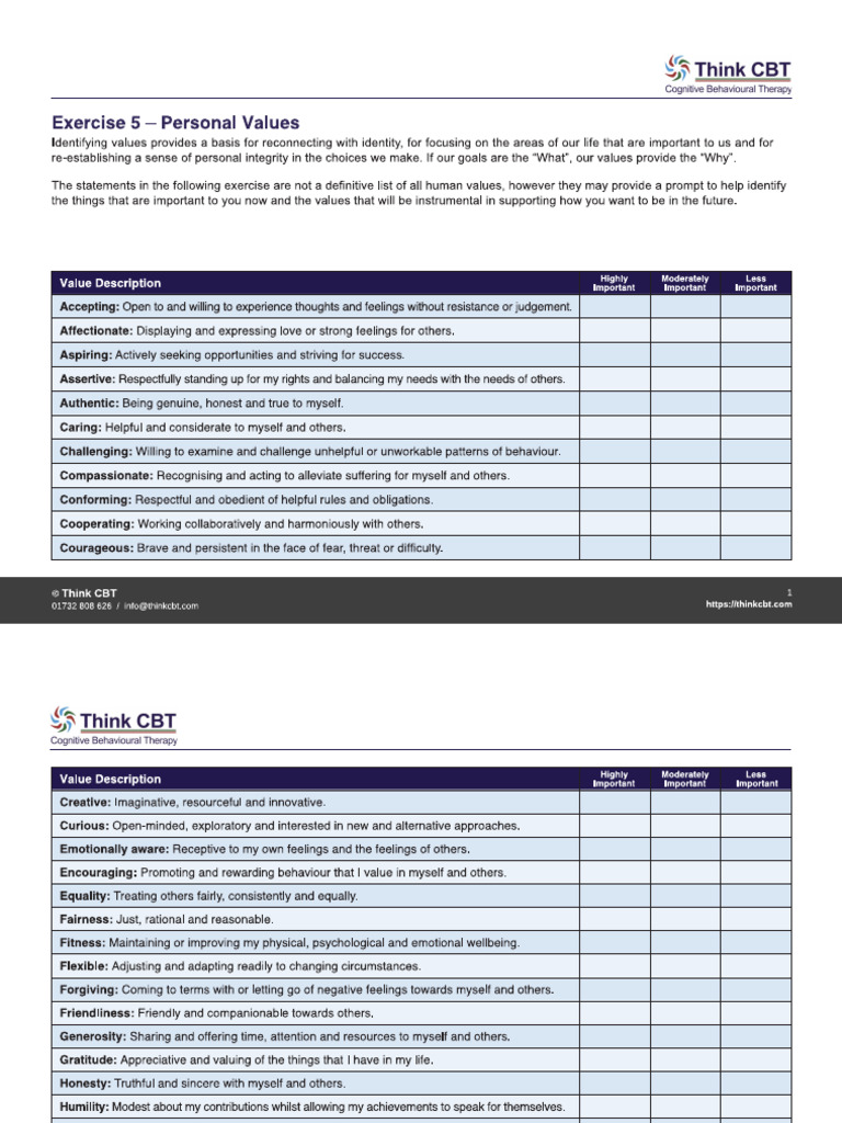Exercise 5 - Personal Values | PDF