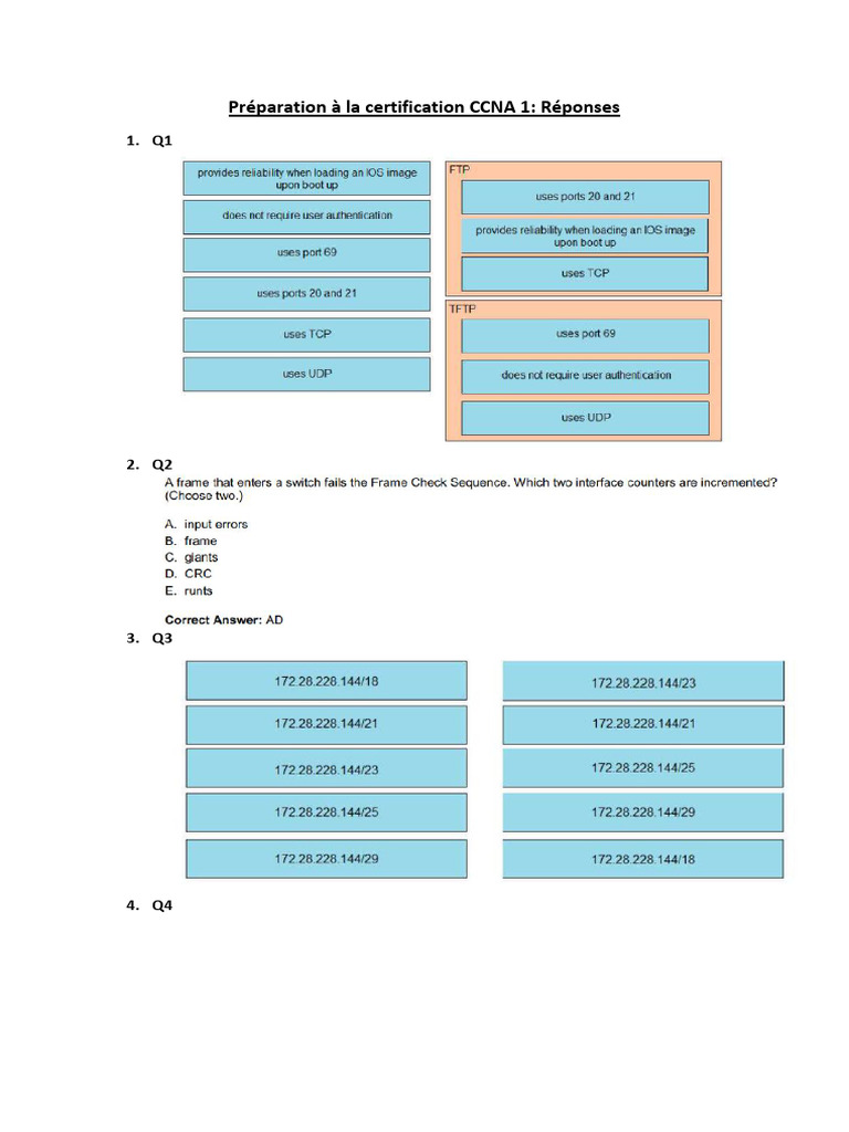 Reponses CCNA1 | PDF