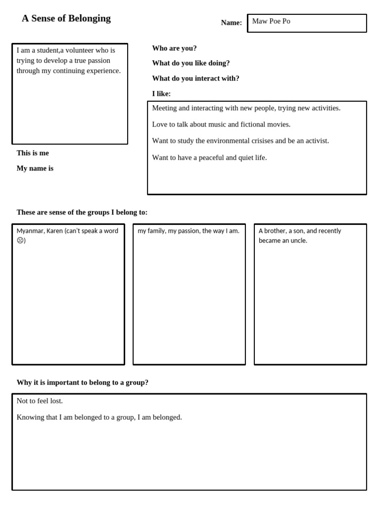 Student's Journey to Belonging | PDF