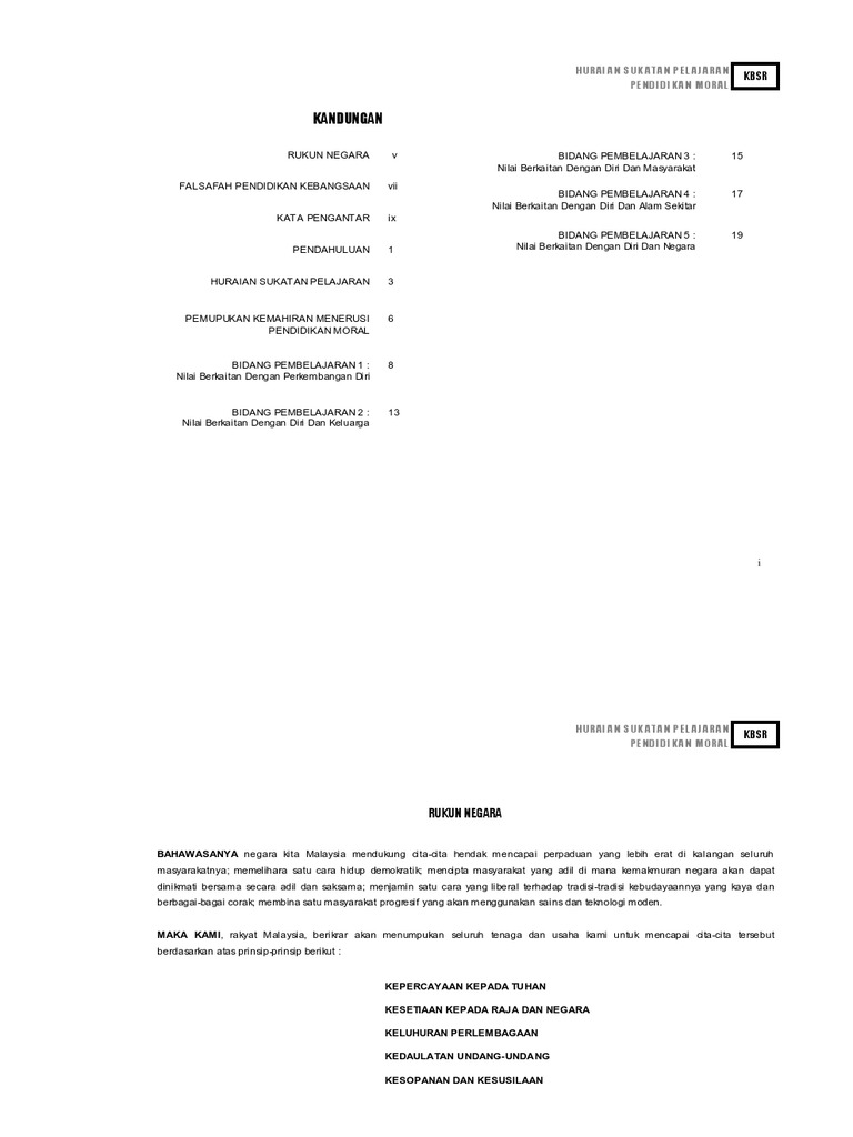 HSP Pendidikan Moral KBSR Tahun 5 | PDF