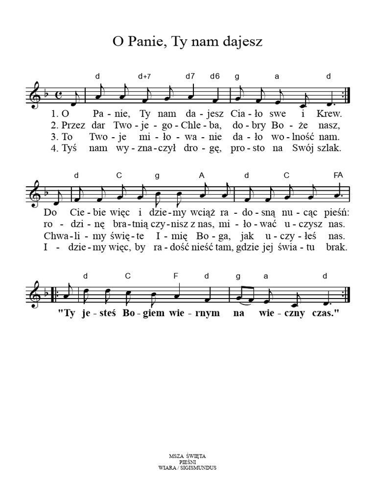 O Panie Ty Nam Dajesz | PDF