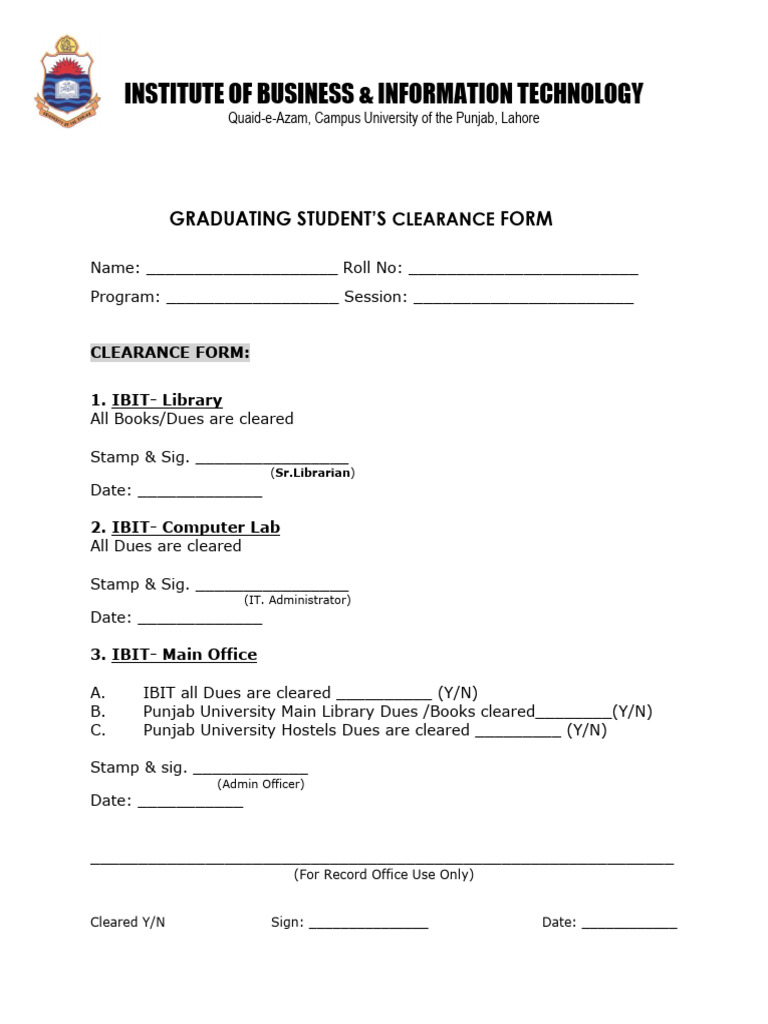 Clearance Form | PDF