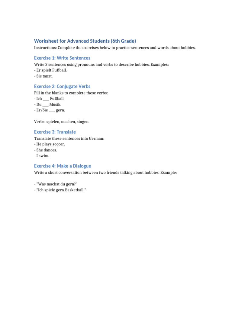 Simplified Worksheet For Advanced Students | PDF