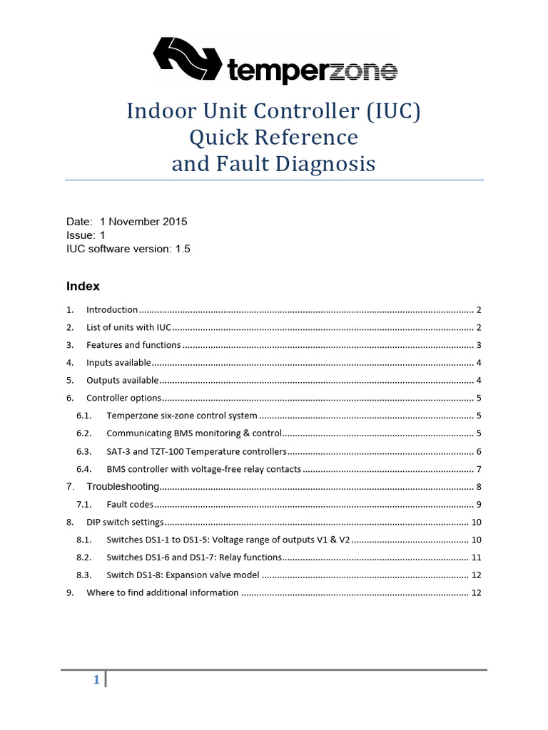 IUC Quick Reference and Fault Diagnosis 1115 | PDF | Relay | Thermostat