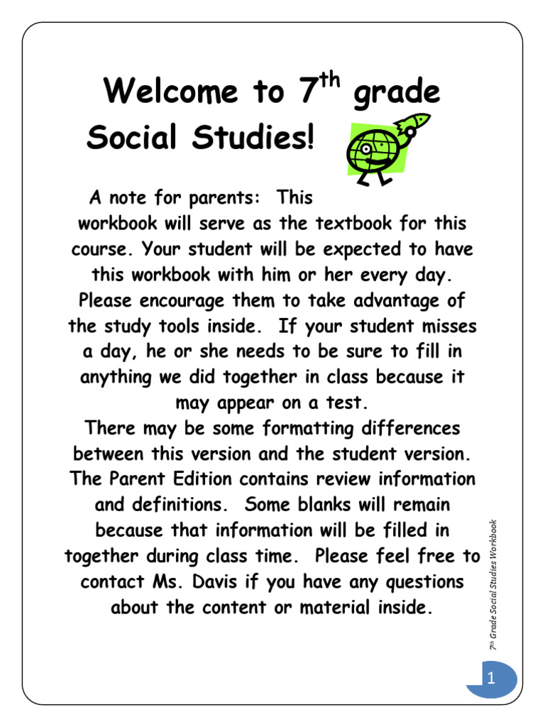 7th Grade Social Studies Workbook Guide | PDF | Middle East | Arabian ...