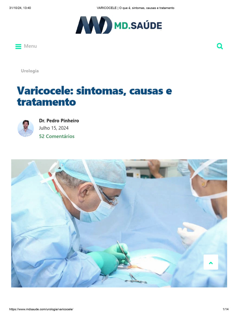 Varicocele: Sintomas e Tratamentos | PDF | Veia | Testículo