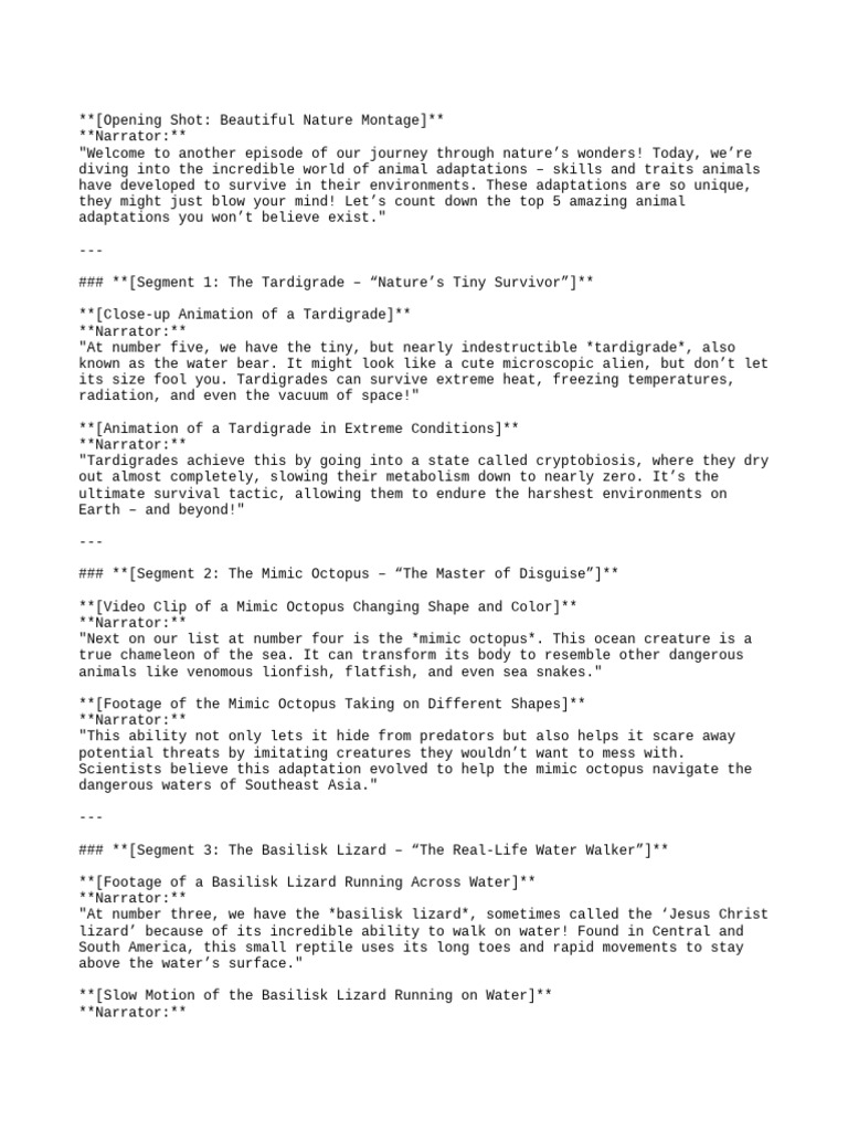 5 Amazing Animal Adaptations You Won't Believe Exist! | PDF ...