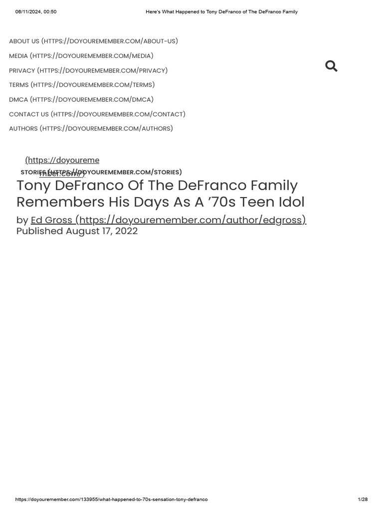 Here's What Happened To Tony DeFranco of The DeFranco Family | PDF | Art