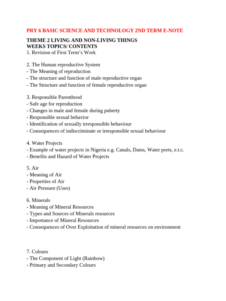 PRY 6 BST 2nd term | PDF | Reproductive System | Human Reproduction