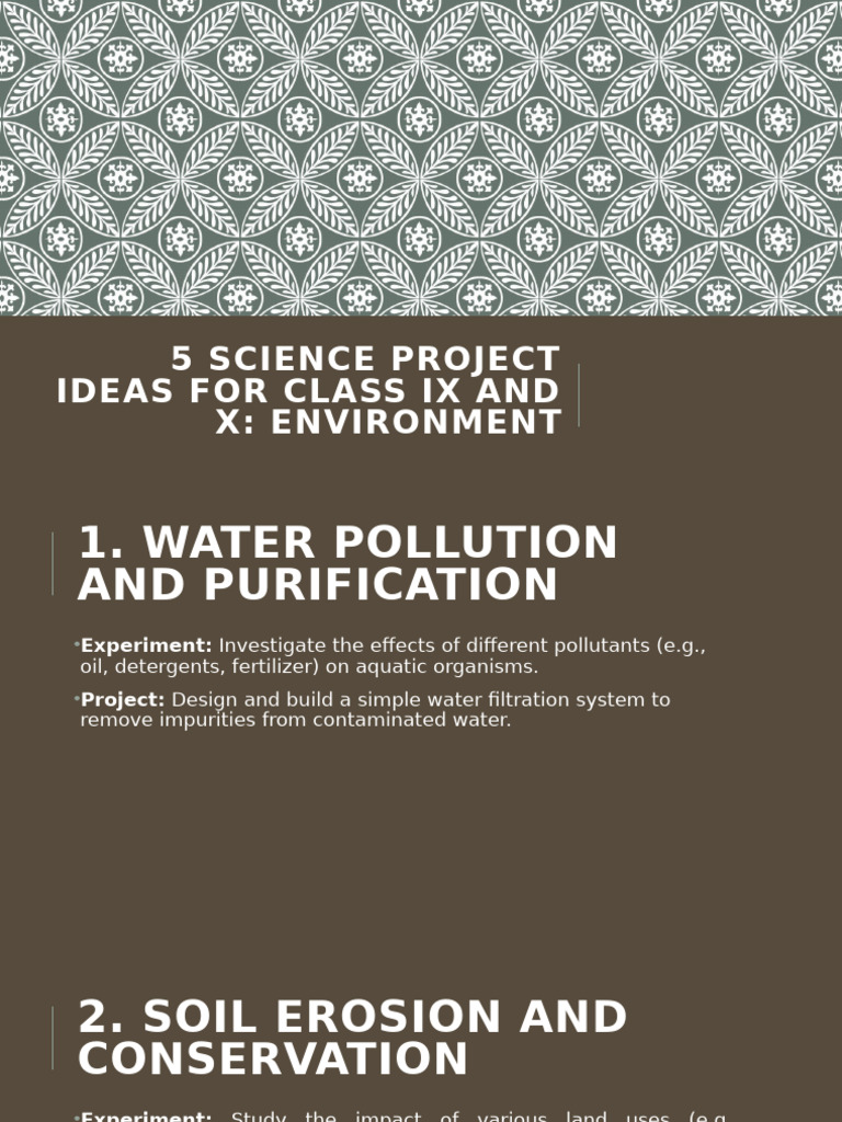 5 Science Project Ideas For Class IX and | PDF