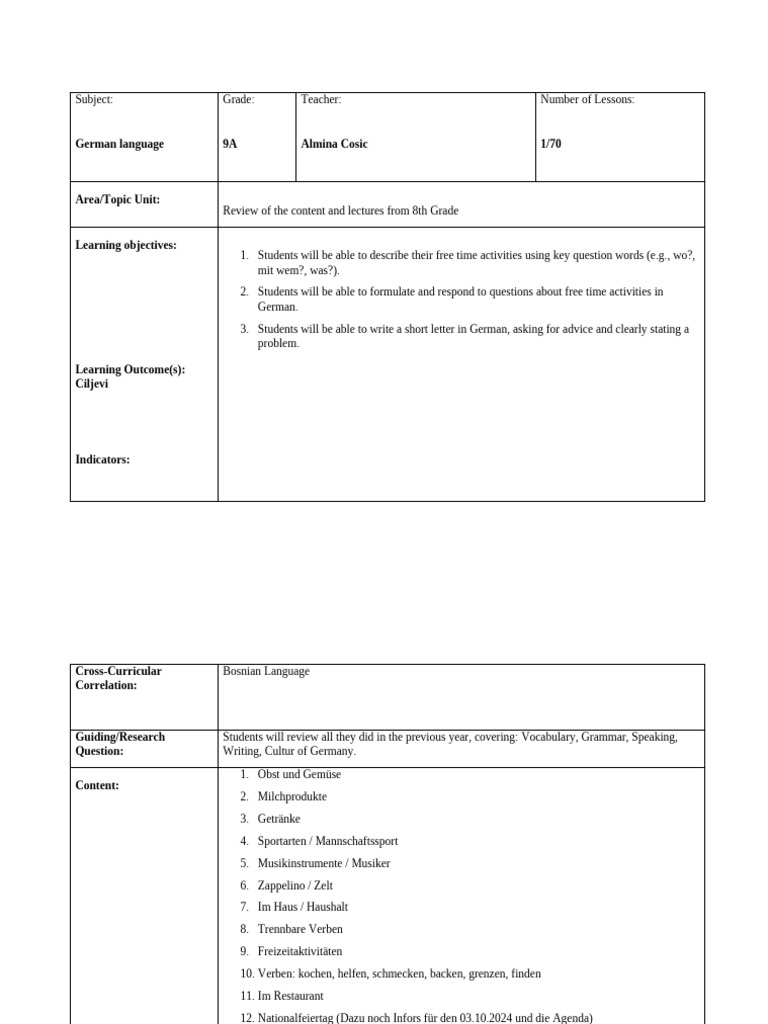Review of The Content and Lectures From 8th Grade | PDF | Linguistics ...