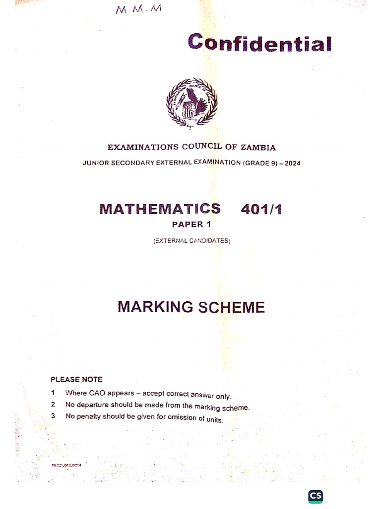 2024 G9 External Mathematics p2 Marking Scheme | PDF