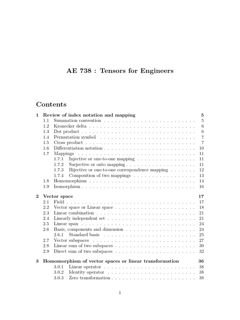 AE 738 Tensors | PDF | Linear Map | Basis (Linear Algebra)
