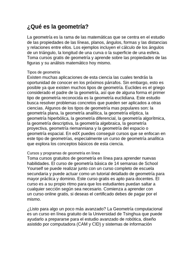 Introducción a la geometría y cursos online | PDF | Geometría | Matemáticas