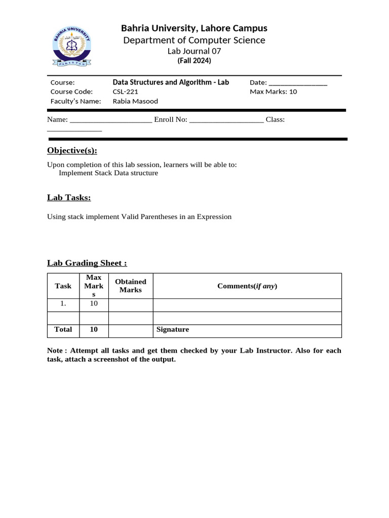 Valid Parentheses in An Expression Using Stack | PDF