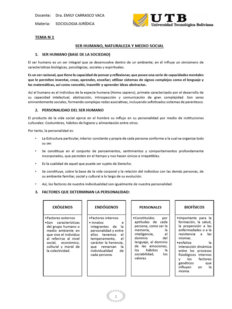 Tema 1 Ser Humano, Naturaleza y Medio Social | PDF | Sociología | Humano