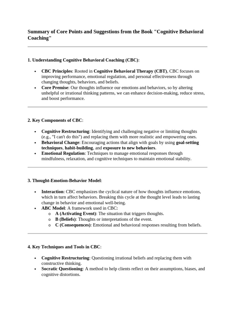 Summary of Core Points and Suggestions From The Book | PDF | Cognitive ...