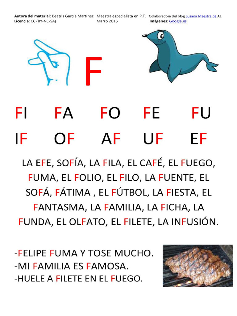 Lectura Letra F | PDF