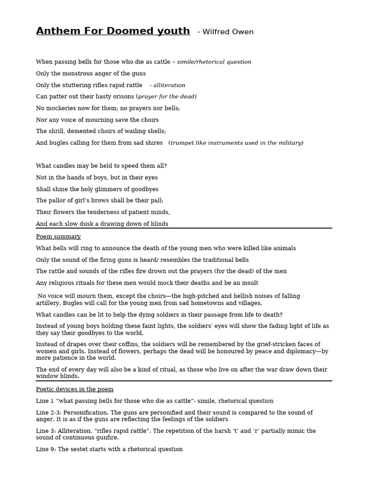 Anthem For Doomed Youth | PDF | Poetry