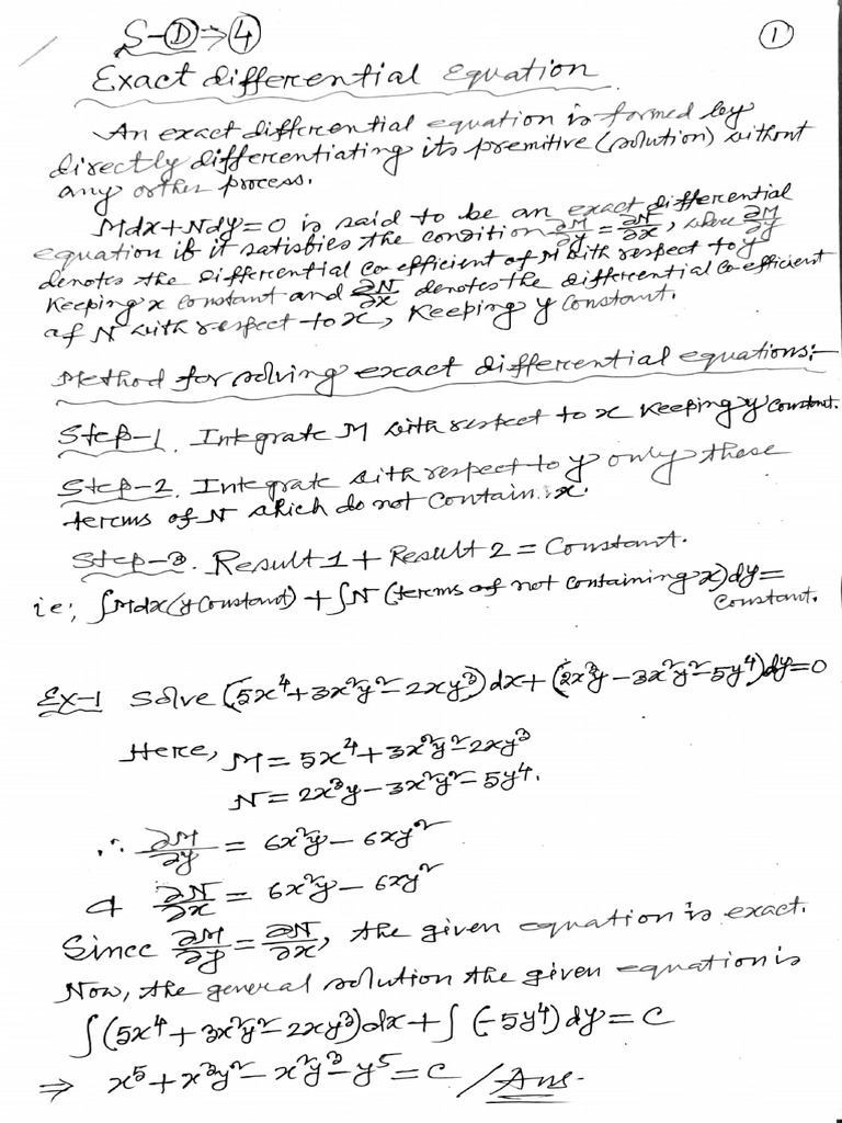 Exact Differential Equation | PDF