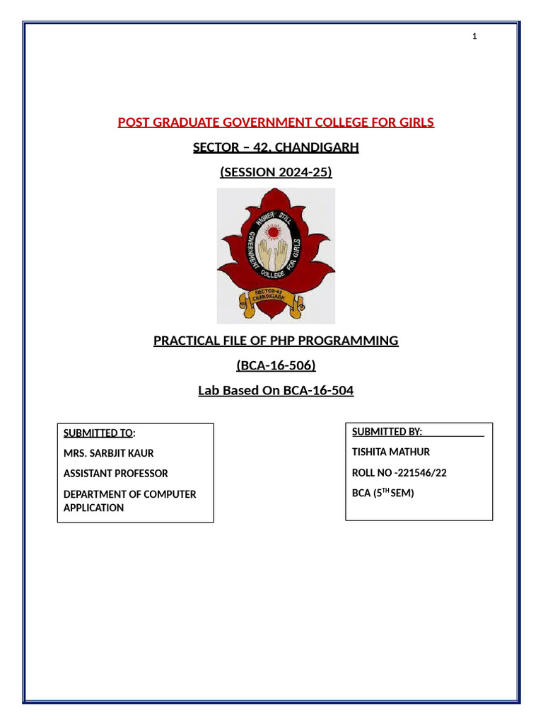 Php Practical File 1 Pdf Area Php